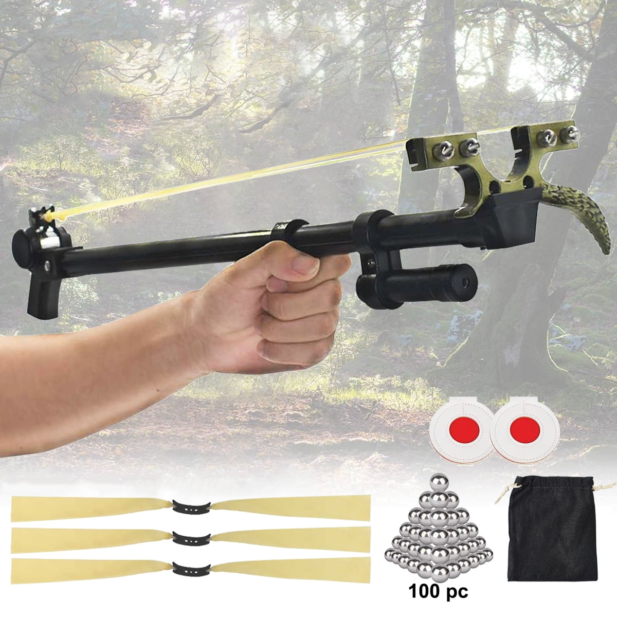 Piaoyu Outdoor Hunting Straight Pole Telescopic Slingshot with Rubber ...