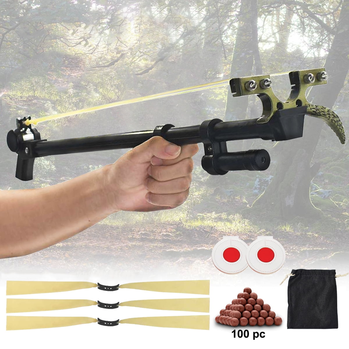 Piaoyu Outdoor Hunting Straight Pole Telescopic Slingshot with Rubber ...