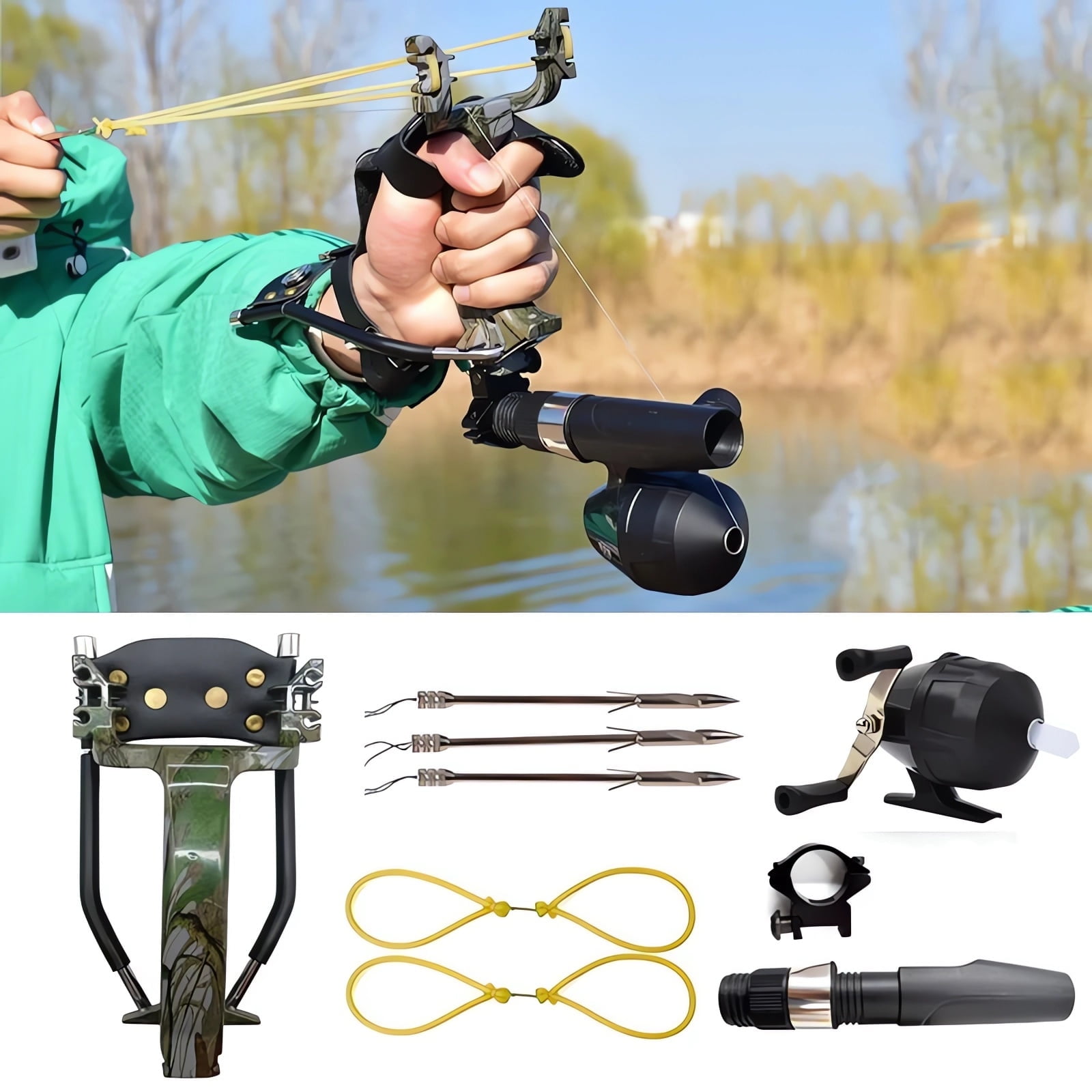 Piaoyu Professional Slingshot with Fishing Reel，Fish Dart and Other ...