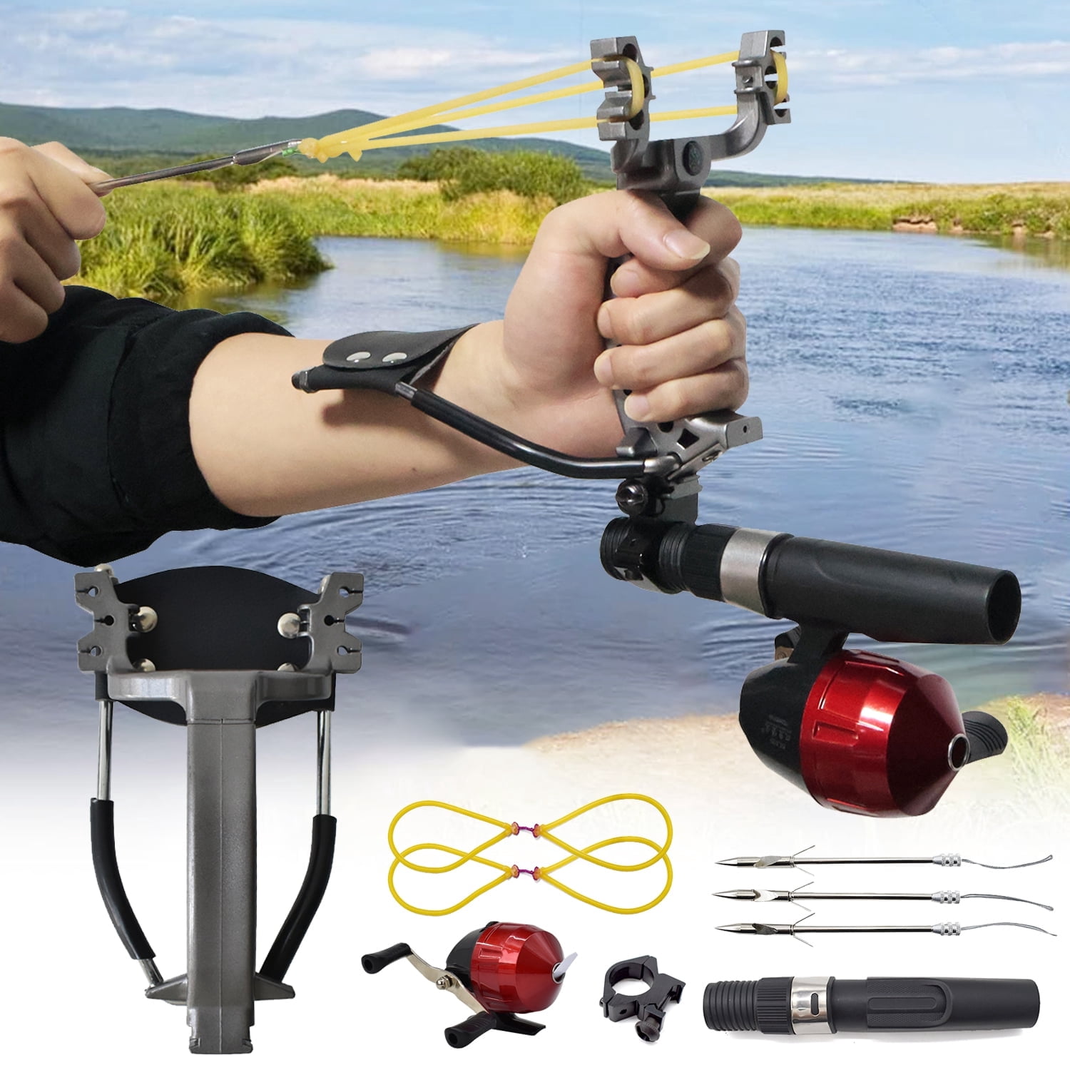 Piaoyu Sling Folding Fishing Hunting Slingshot with Wrist Rest, Rubber ...