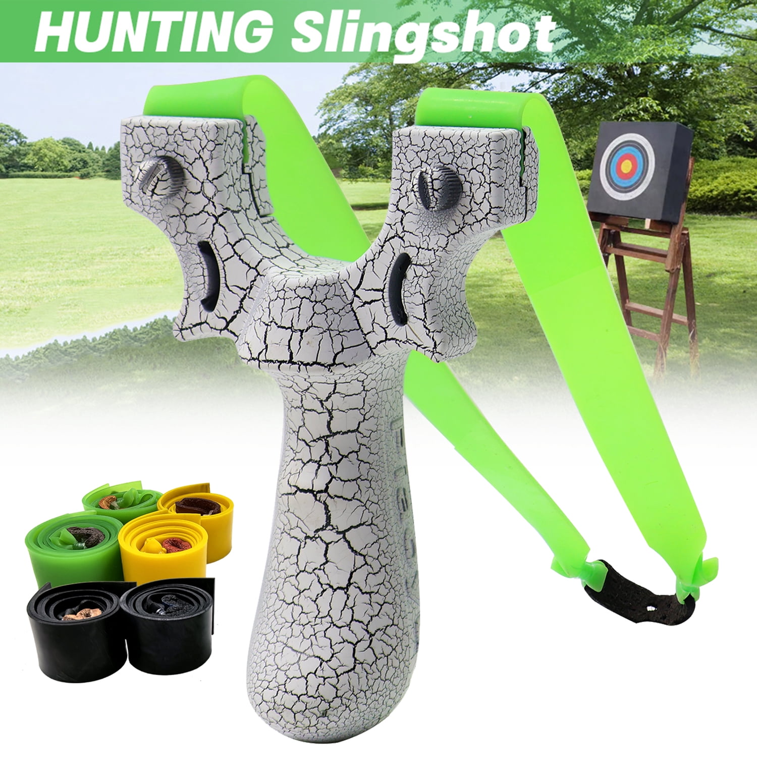 Piaoyu Resin Slingshot Set, Flat Rubber Band Sling Shot for Adult ...