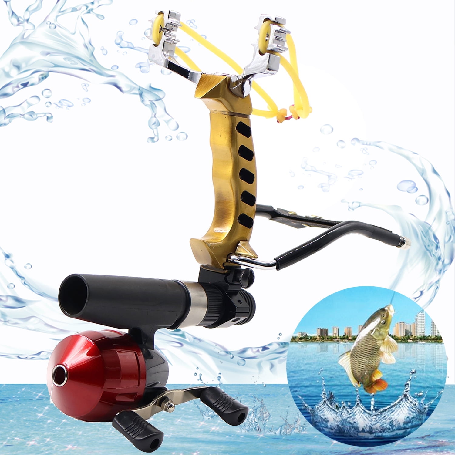 Piaoyu Slingshot,Fishing Slingshot Kit with Reel and 3 Arrowheads,Wrist ...