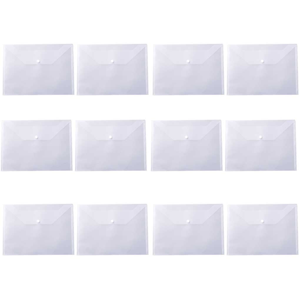 Piartly 12 Pcs A4 Plastic Envelopes Waterproof File Folders with Label ...