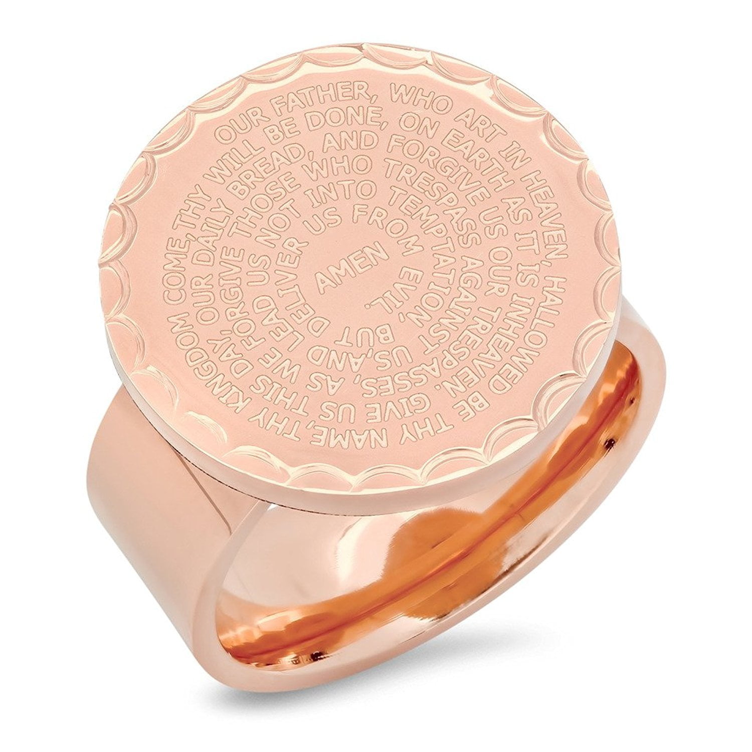 Piatella Ladies Rose Gold Tone Lord's Prayer Swirl Ring - Walmart.com