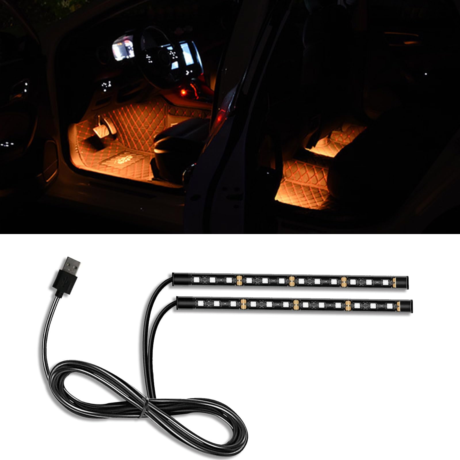 Piburth Car LED Strip Light, 24 LED RGB Auto Under Dash Interior ...