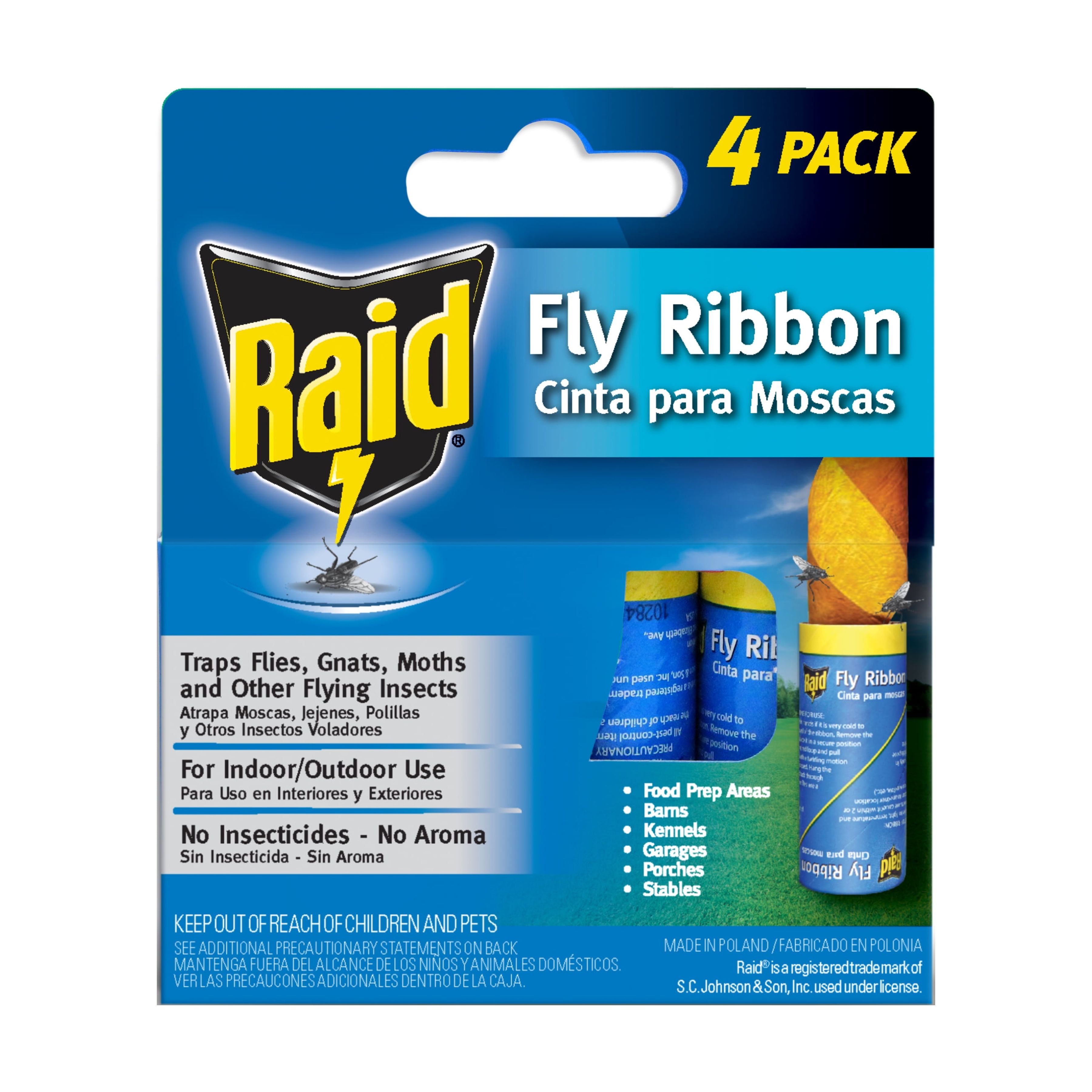 Raid Fly Ribbons, Fly Traps, Effective for Kitchen and Food Prep Areas ...