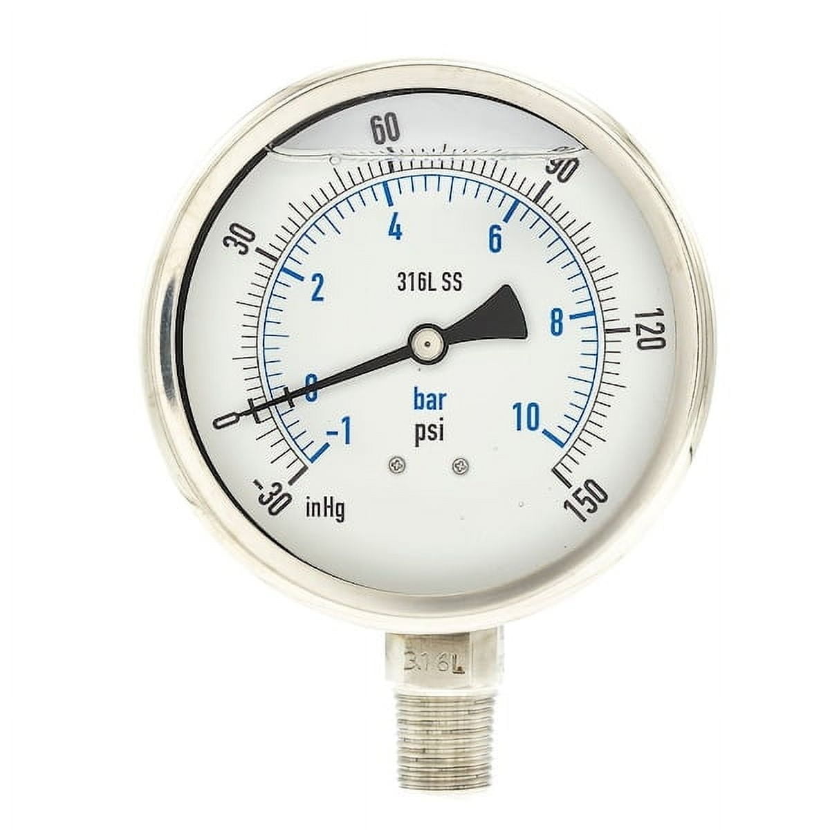 Pic Gauges Compound Gauge,30 in. Hg Vac to 160 psi PRO-301L-402CF-01 - Walmart.com