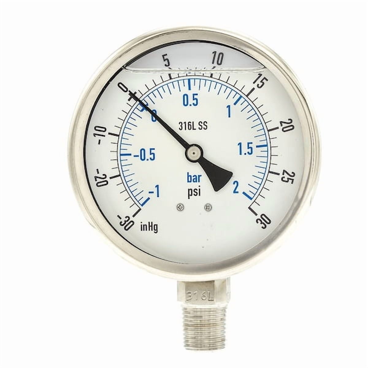 Pic Gauges Compound Gauge,30 in. Hg Vac to 30 psi PRO-301L-402CC-01 ...