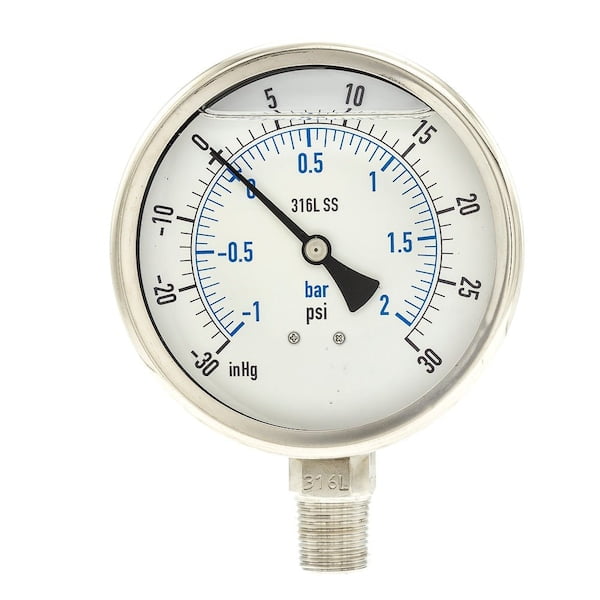 Pic Gauges Compound Gauge,30 in. Hg Vac to 30 psi PRO-301L-402CC-01 - Walmart.com