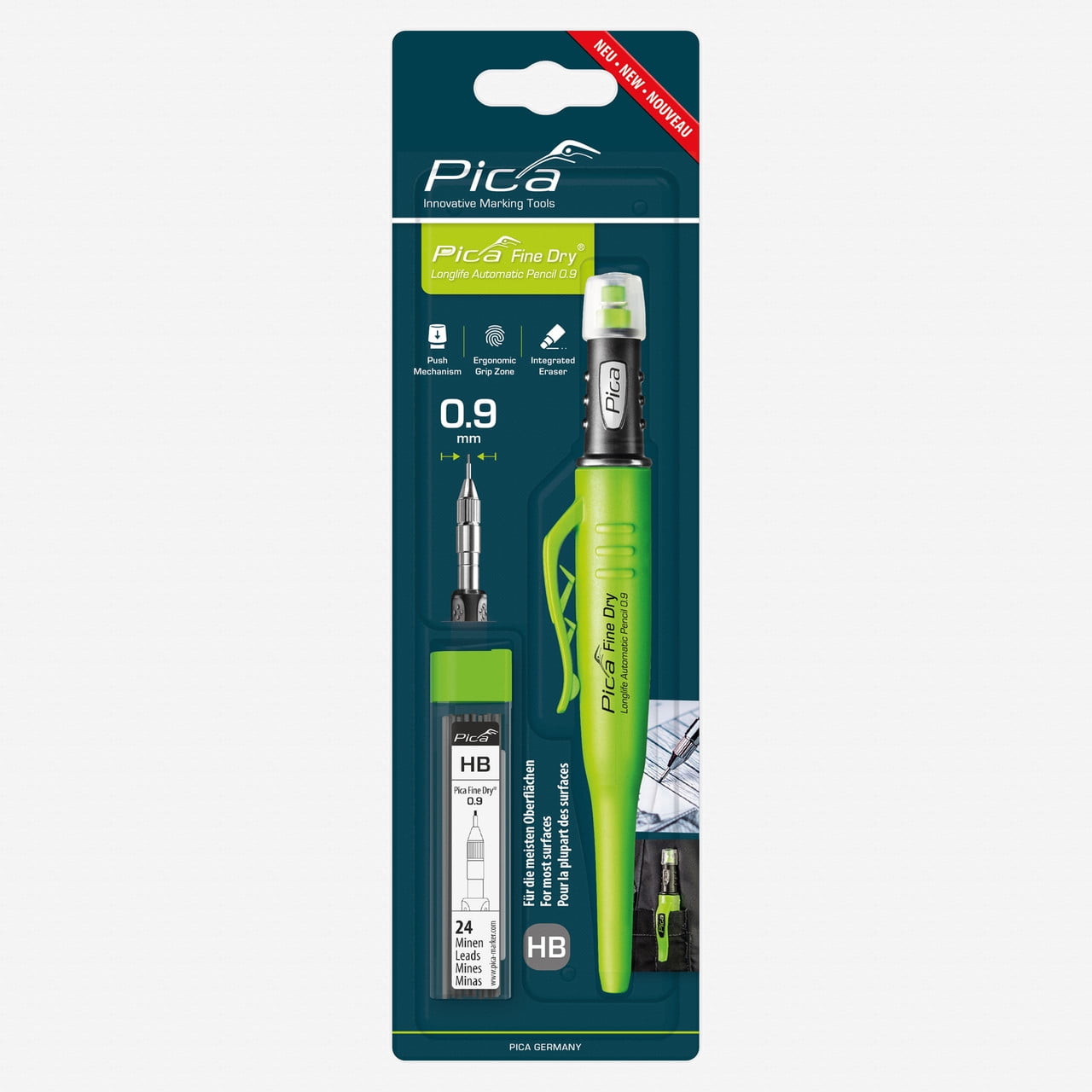Pica Fine-Dry Pencil with Pack of 24 HB Refill Leads - Walmart.com