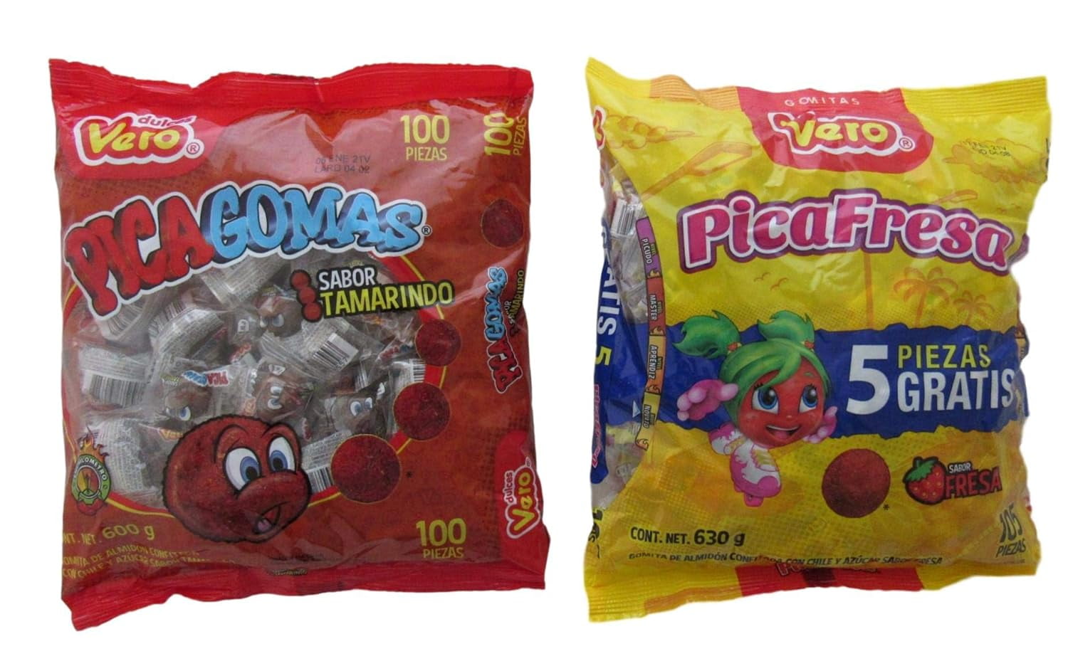 Pica Goma Tamarindo, 100 Pieces Bundled with Pica Fresa Strawberry, 105 ...