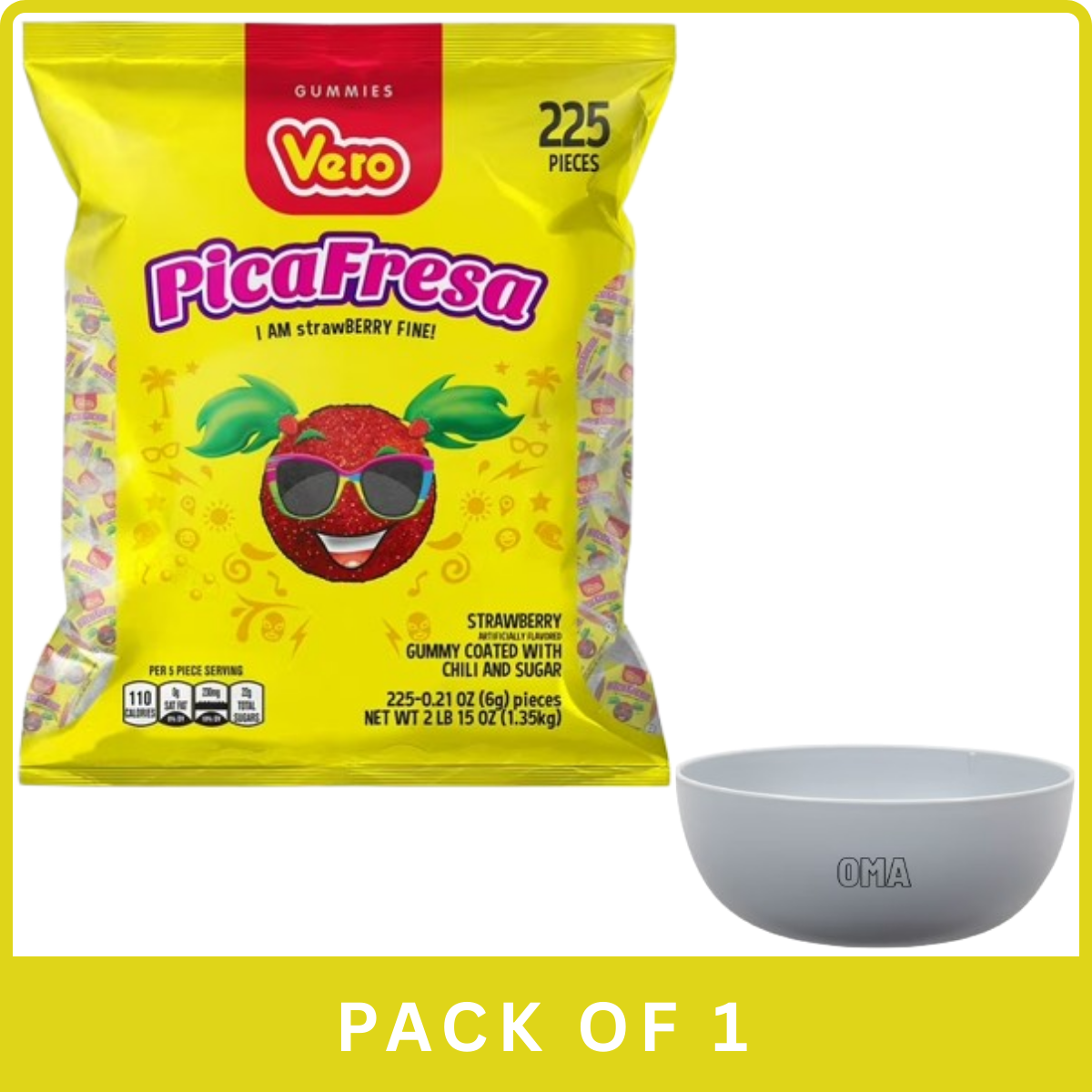 PicaFresa Strawberry Gummy Candy – Chili & Sugar Coated (225-Piece Bulk ...