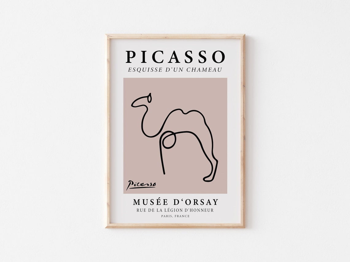 Picasso Art Print, Camel Line Art Vintage Exhibition Animal Wall Decor ...