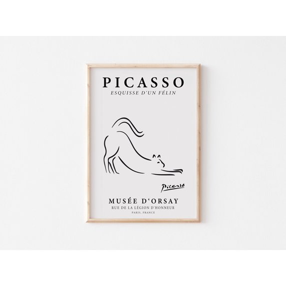 Picasso Art Print, Line Art Cat Poster, Museum Exhibition Poster ...