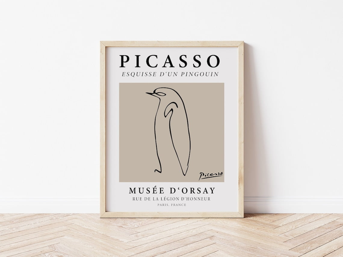 Picasso Art Print, Poster Penguin Line Art, Vintage Exhibition Poster ...