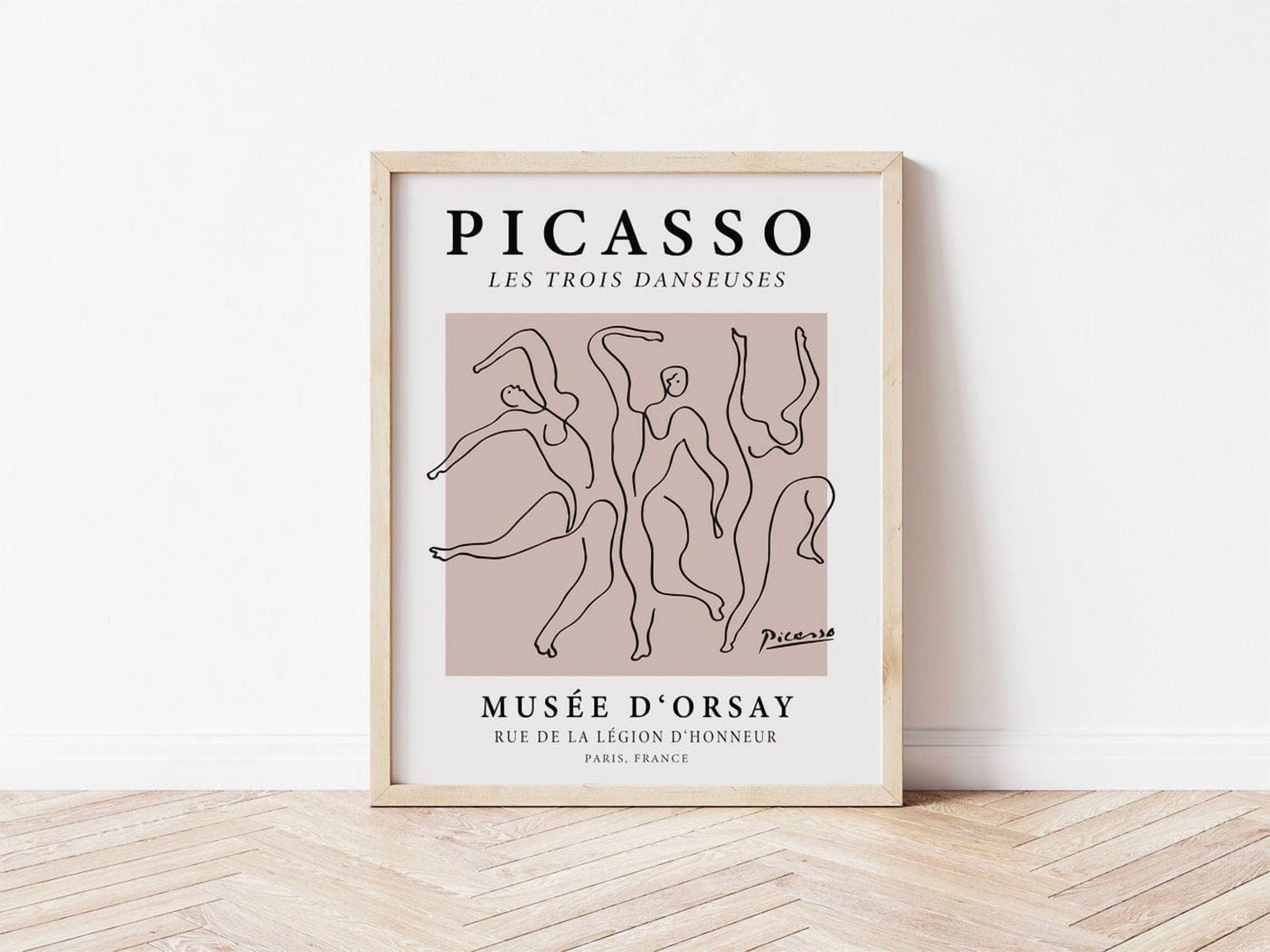 Picasso Art Print, Three Dancers Line Art, Pink Minimalist Museum ...