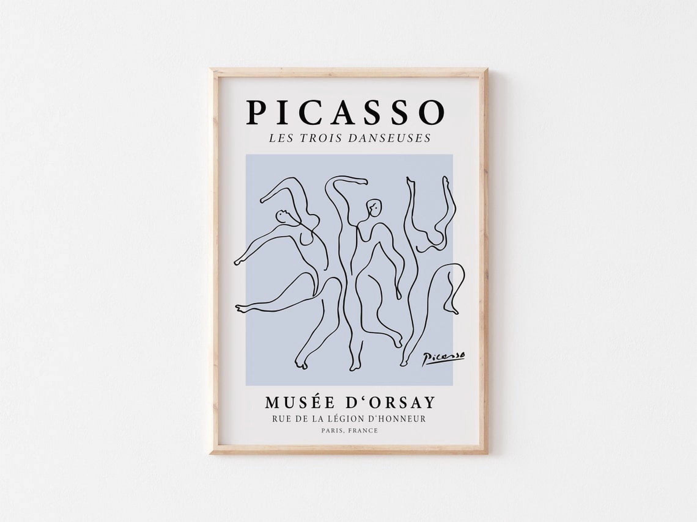 Picasso Art Print, Three Dancers Line Art, Sky Blue Minimalist Museum ...