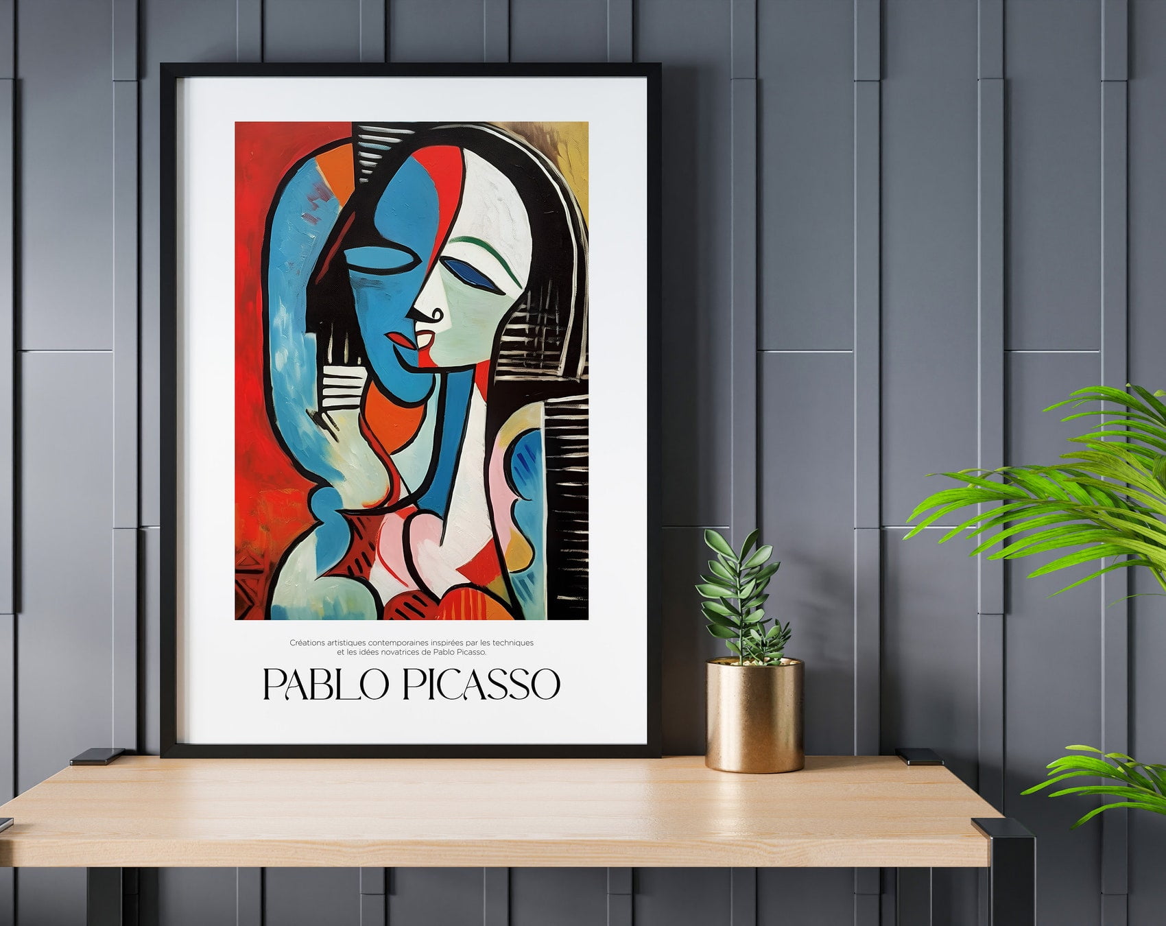 Picasso Cubism Portrait Red Blue Gallery Poster Print Abstract ...