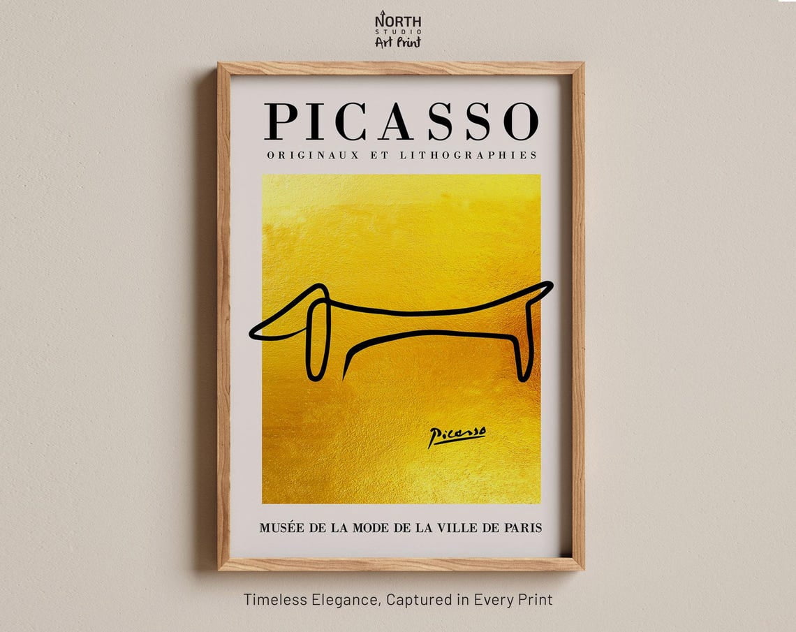 Picasso Dog Poster, Exhibition Line Art Print, Minimalist Line Drawing ...