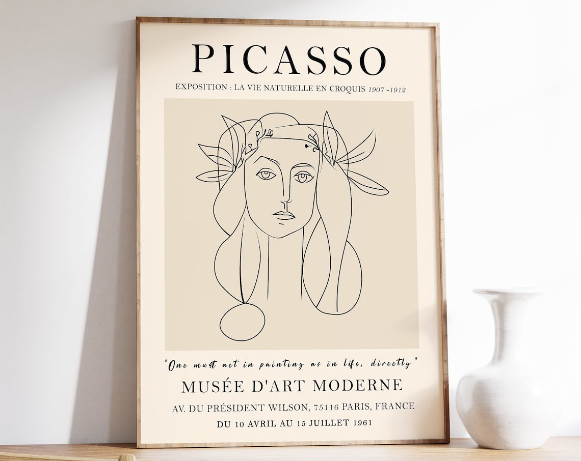 Picasso Exhibition Poster, Goddess Of War, Vintage Minimalist Picasso Art Print, Line Drawing ...