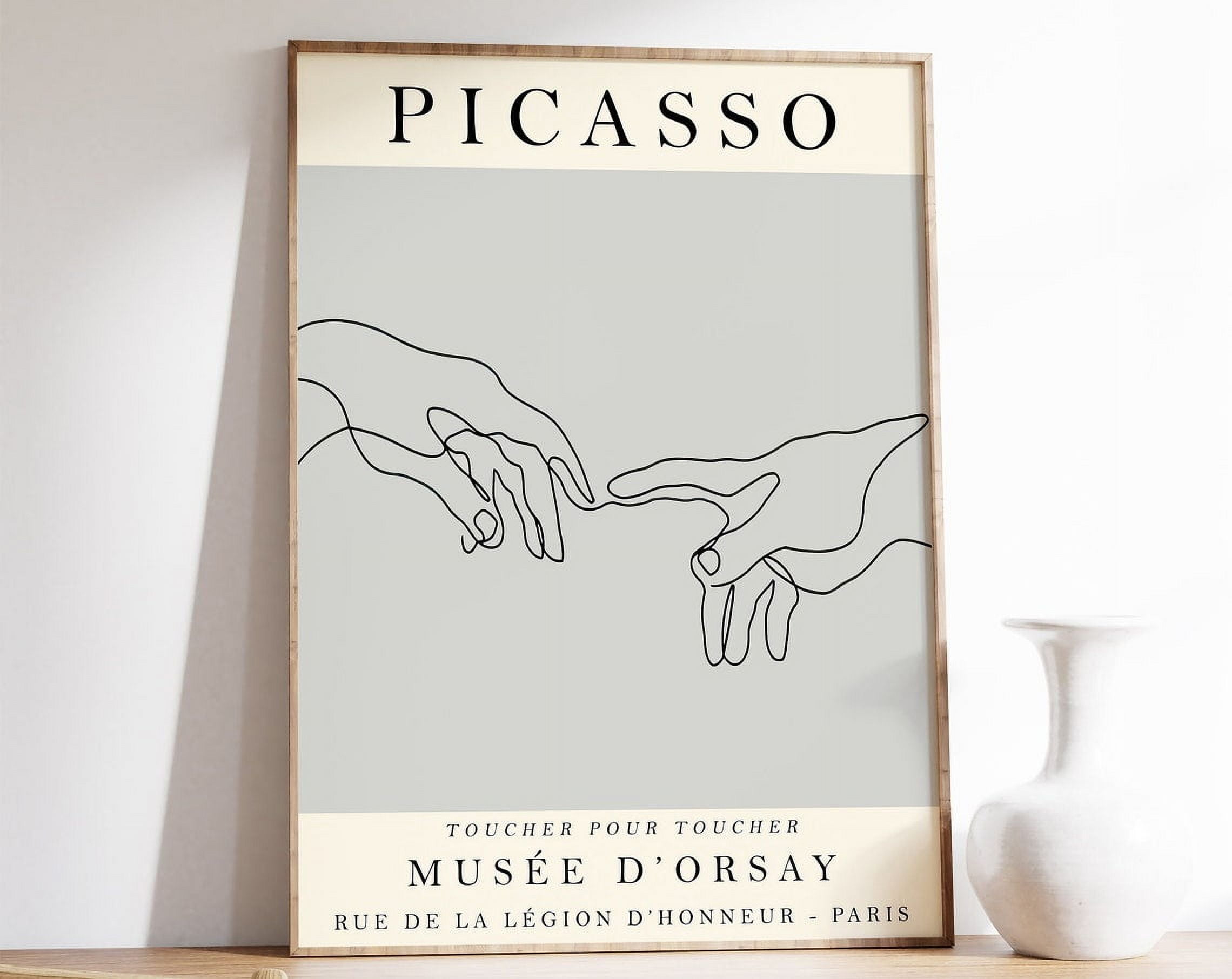 Picasso Exhibition Poster, Grey Hands Touching, Vintage Art Print ...