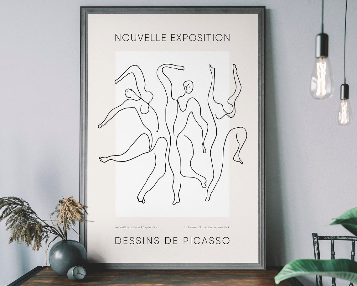 Picasso Exhibition Poster, Minimal Fine Art, Vintage Museum Poster ...