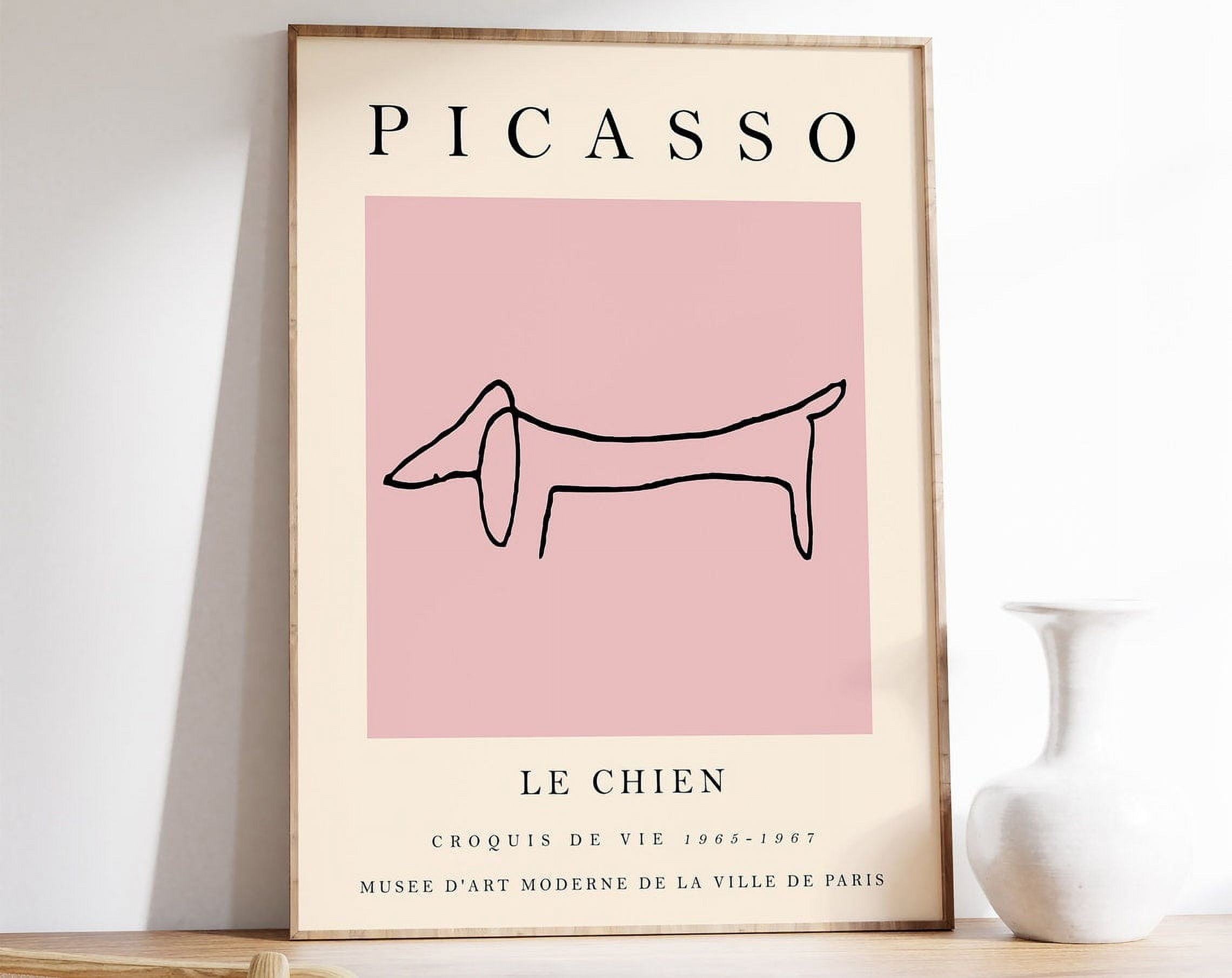Picasso Exhibition Poster, Pink Dachshund, Vintage Minimalist Art Print, Line Drawing, Art Print ...