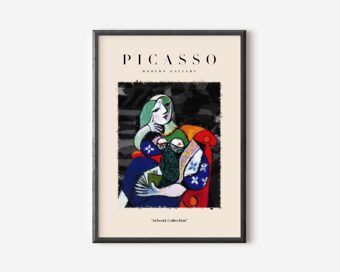Picasso Exhibition Wall Art Print, Neutral Beige Abstract Vintage ...