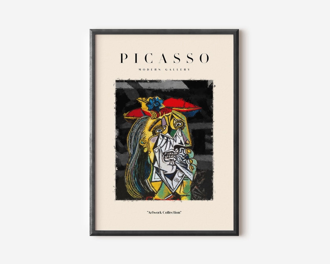 Picasso Exhibition Wall Art Print, Neutral Beige Abstract Vintage ...