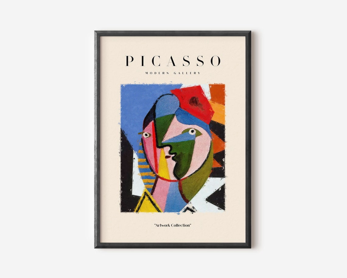 Picasso Exhibition Wall Art Print, Neutral Beige Abstract Vintage ...