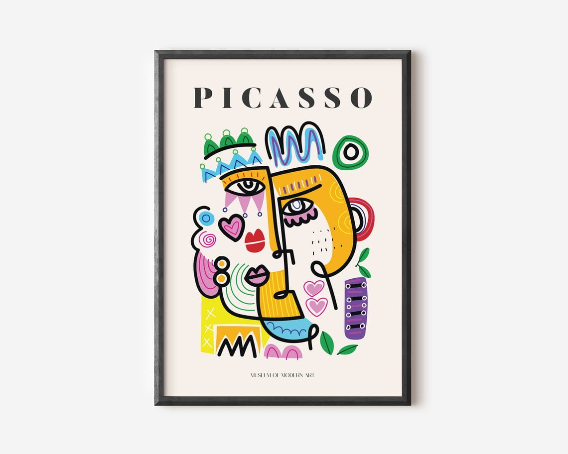 Picasso Exhibition Wall Art Print, Neutral Beige Abstract Vintage ...