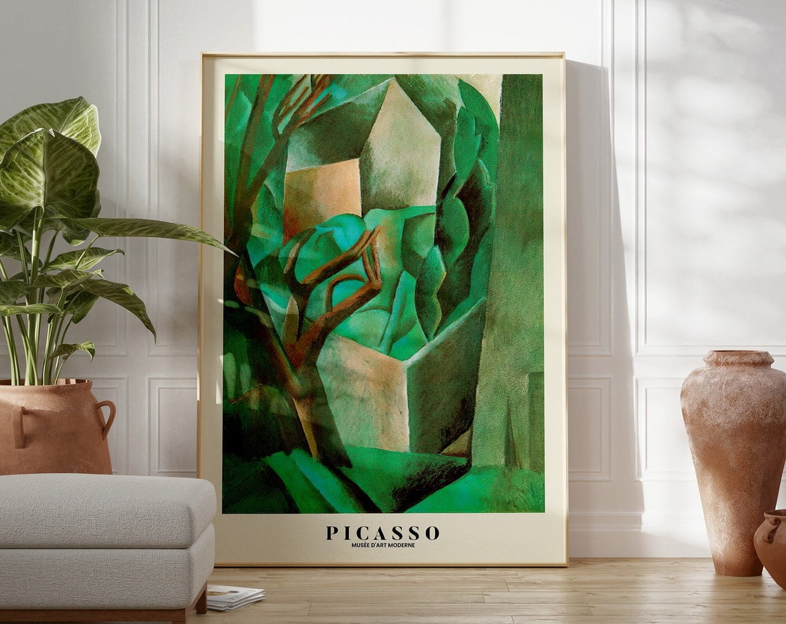 Picasso Exhibition Wall Art Print, Neutral Beige Abstract Vintage ...