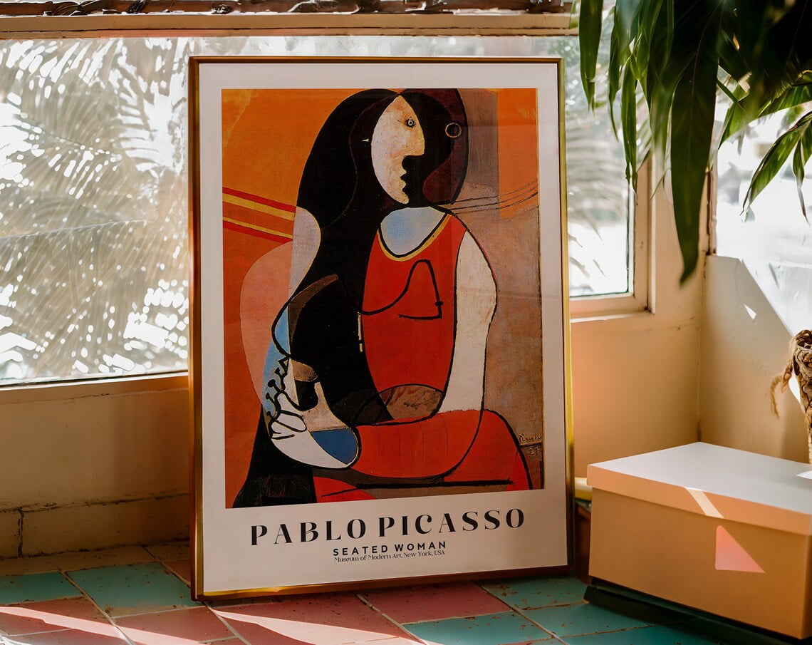 Picasso Exhibition Wall Art Print, Neutral Beige Abstract Vintage ...