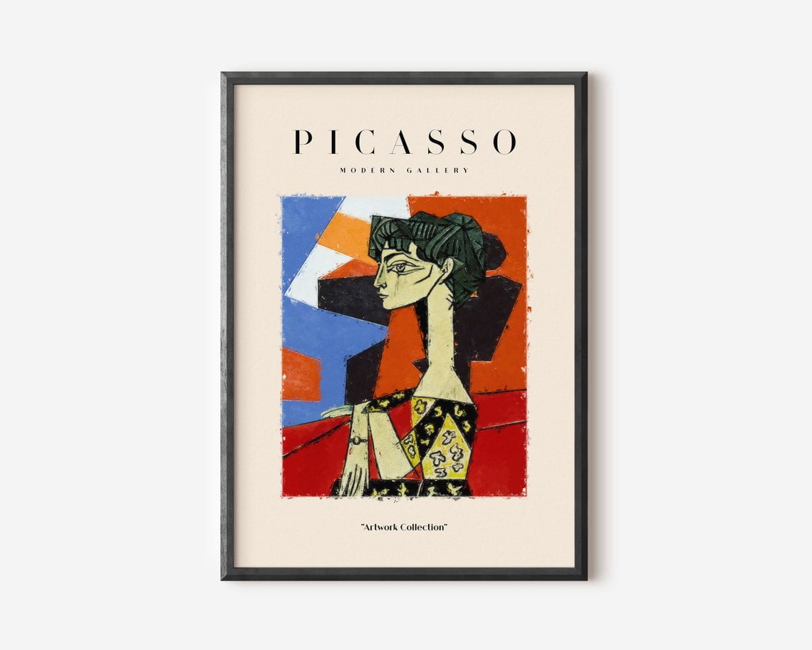 Picasso Exhibition Wall Art Print, Neutral Beige Abstract Vintage ...