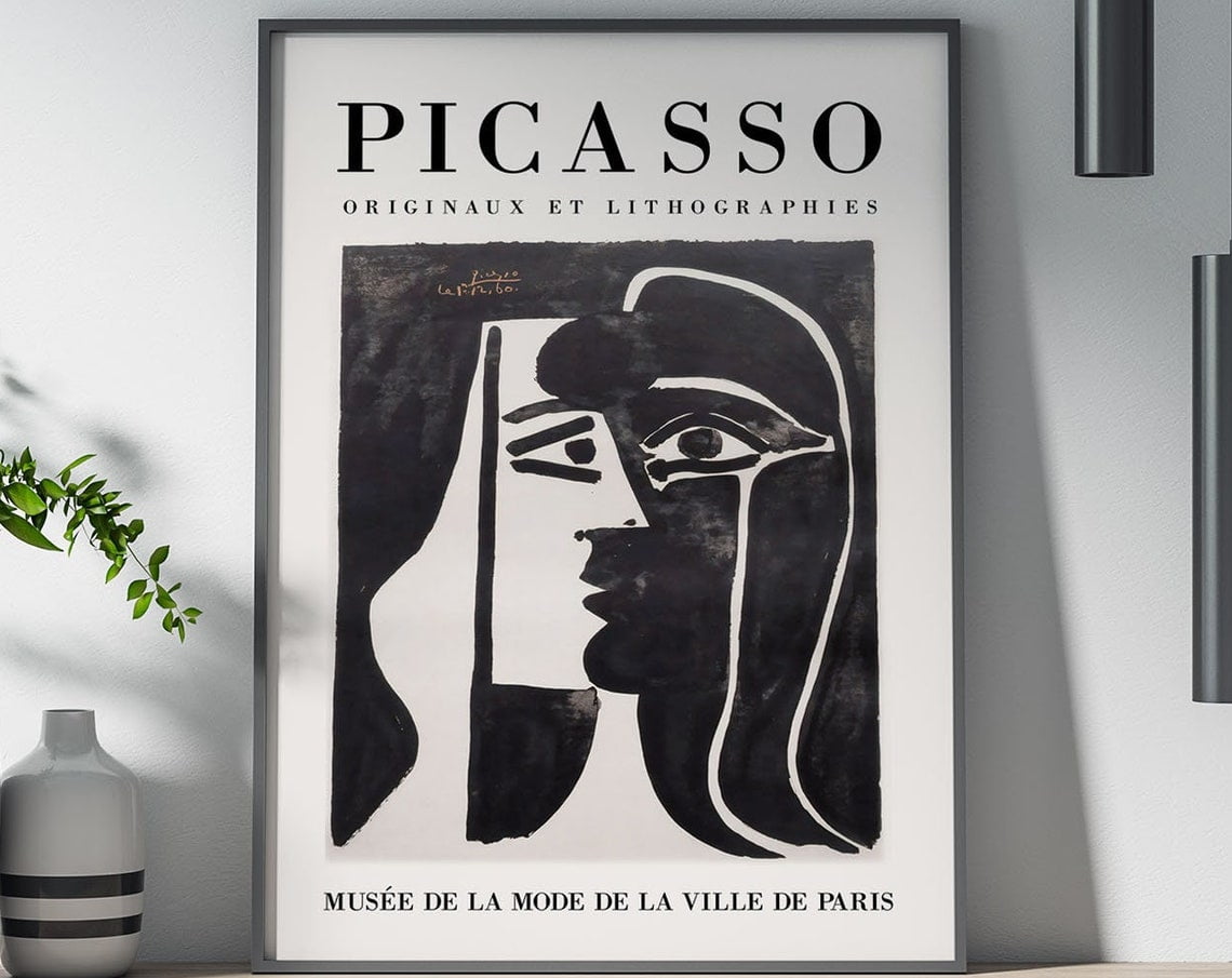 Picasso Exhibition Wall Art Print, Neutral Beige Abstract Vintage ...
