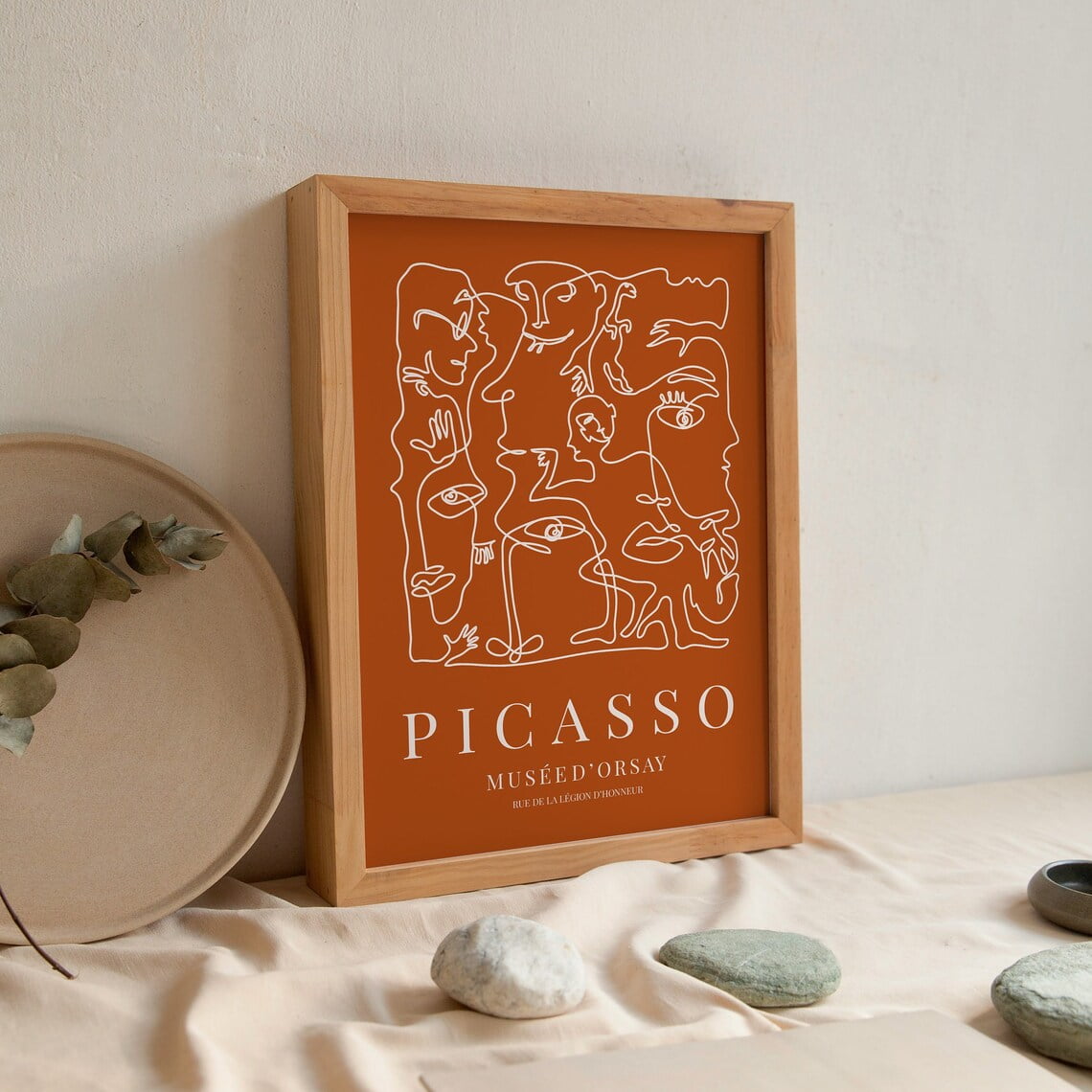 Picasso Faces Print, Burnt Orange Exhibition Poster, Home Wall Decor ...