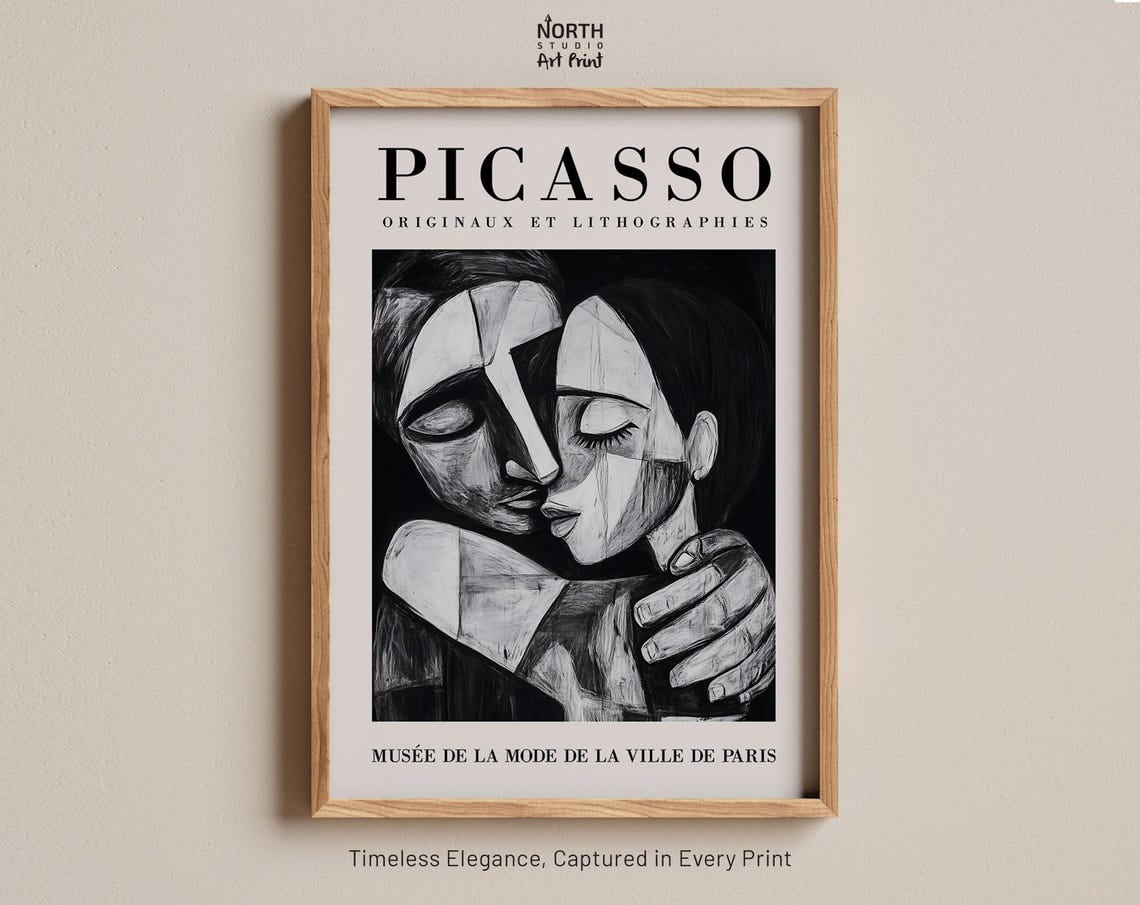 Picasso Hug Exhibition Wall Art Poster, Abstract Art, Minimalist Gift ...