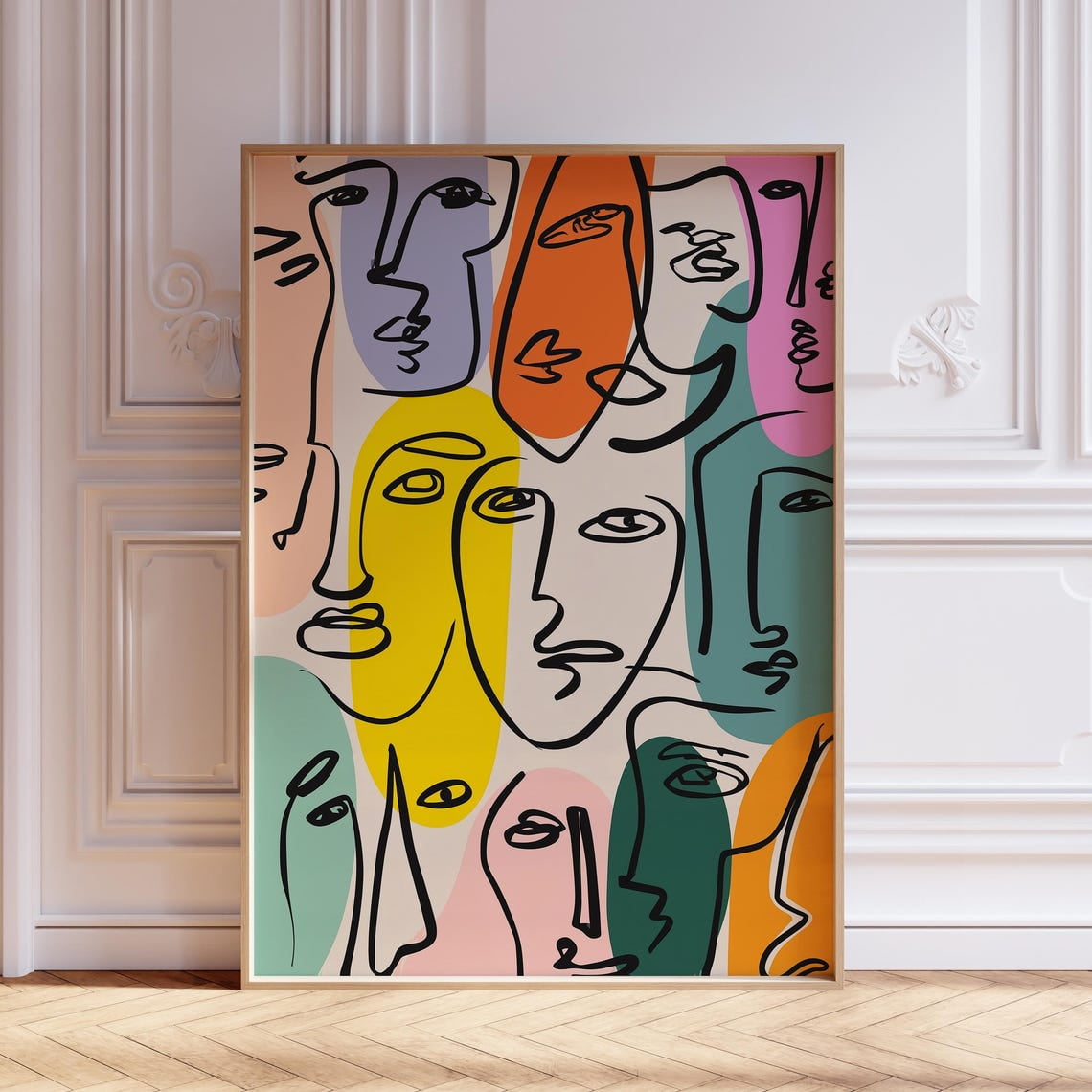 Picasso Inspired Colorful Line Art Poster, Famous Artist Prints ...