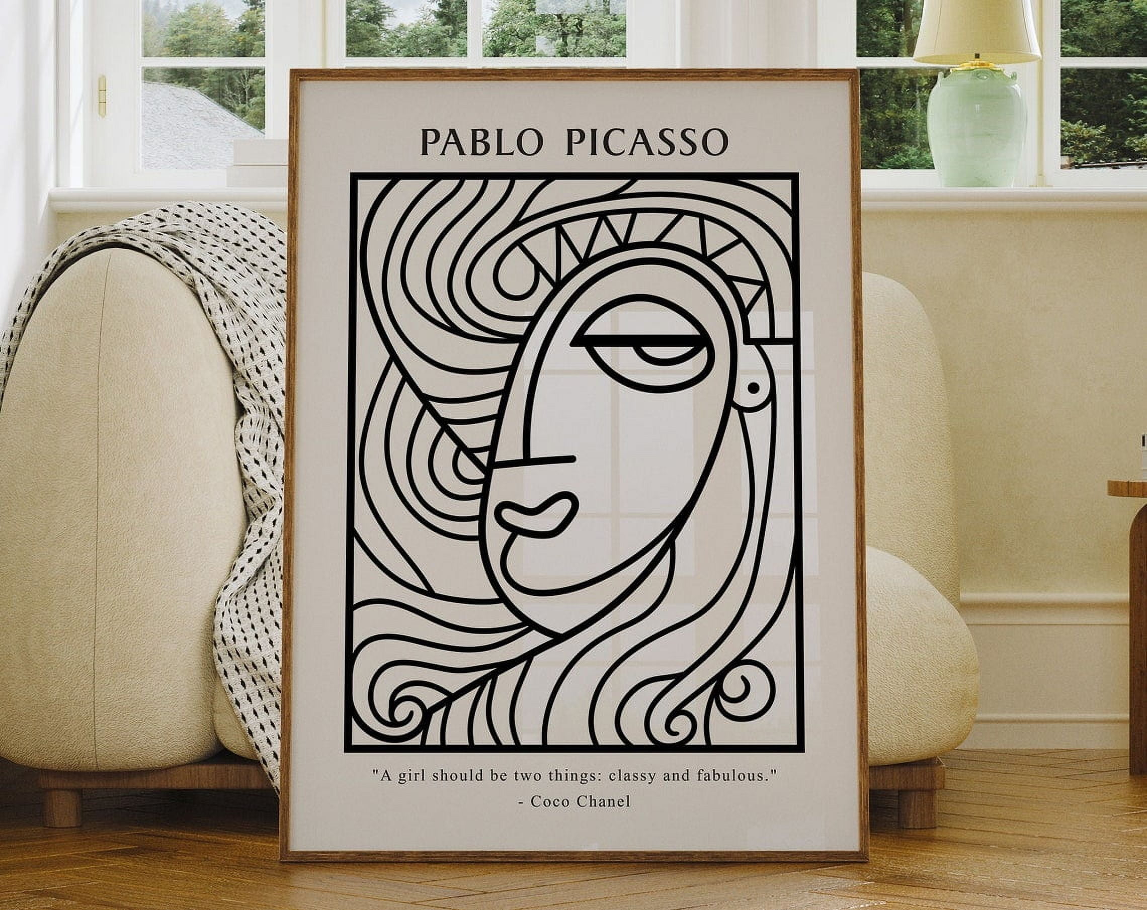 Picasso Line Art Woman Portrait, Inspirational Quote, Abstract Art ...