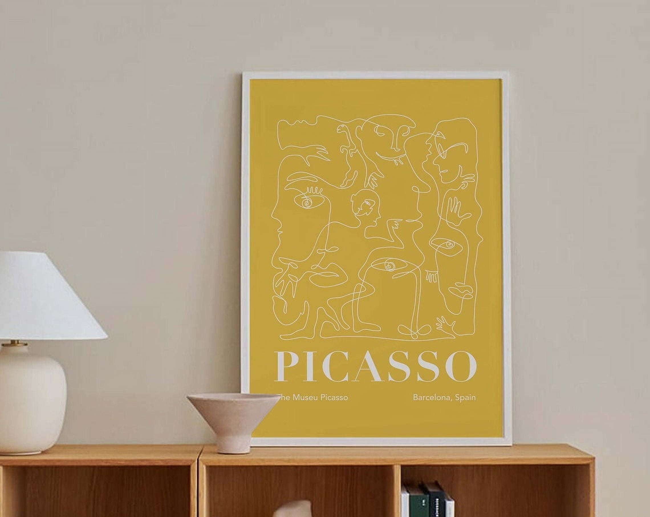 Picasso Line Drawing Print, Art, Abstract Yellow Picasso Wall Art ...