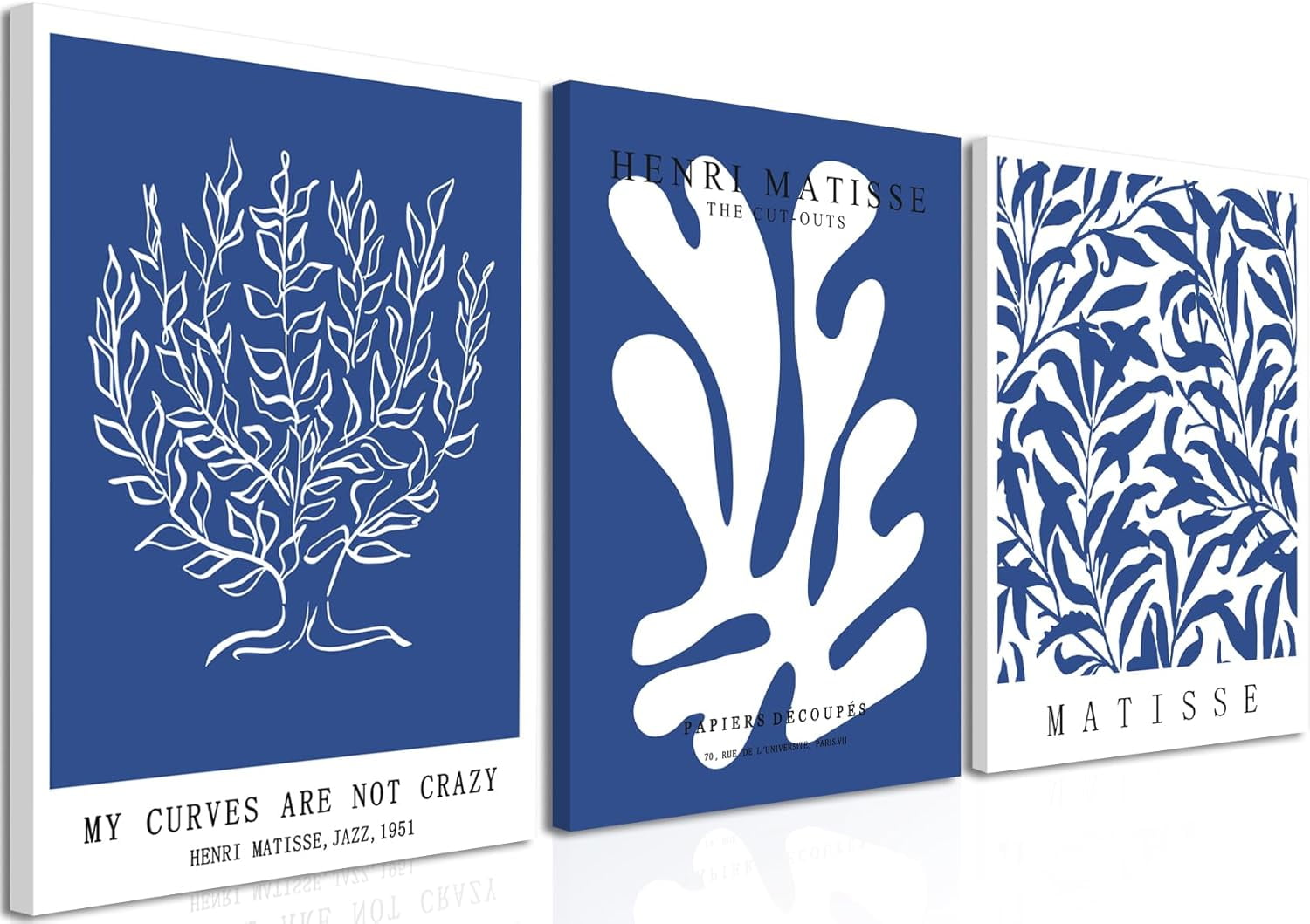 Picasso Matisse Canvas Wall Art – Blue Abstract Line Poster Wall Decor ...