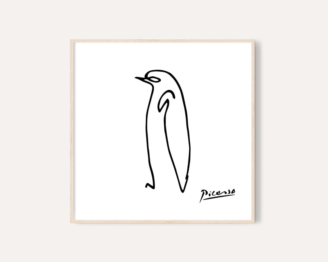 Picasso Penguin Print, Picasso Animal Line Drawing Animal Sketch ...
