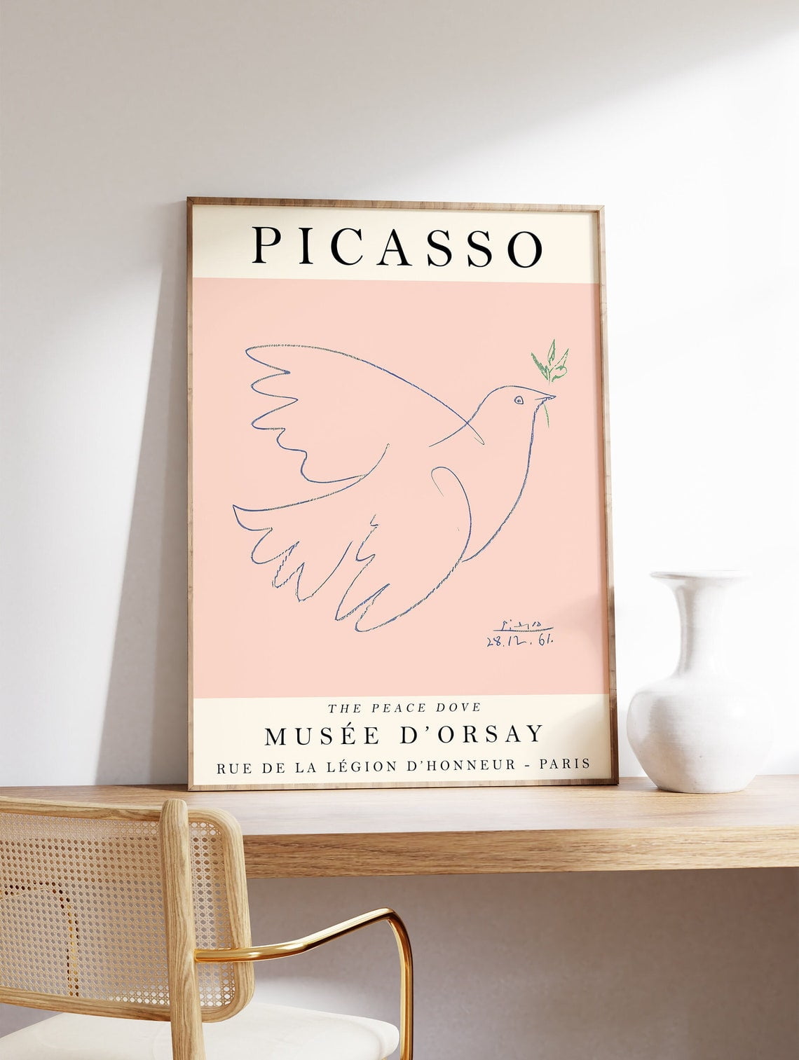Picasso Pink Dove Poster, Picasso Animal Print, Picasso Print, Vintage ...