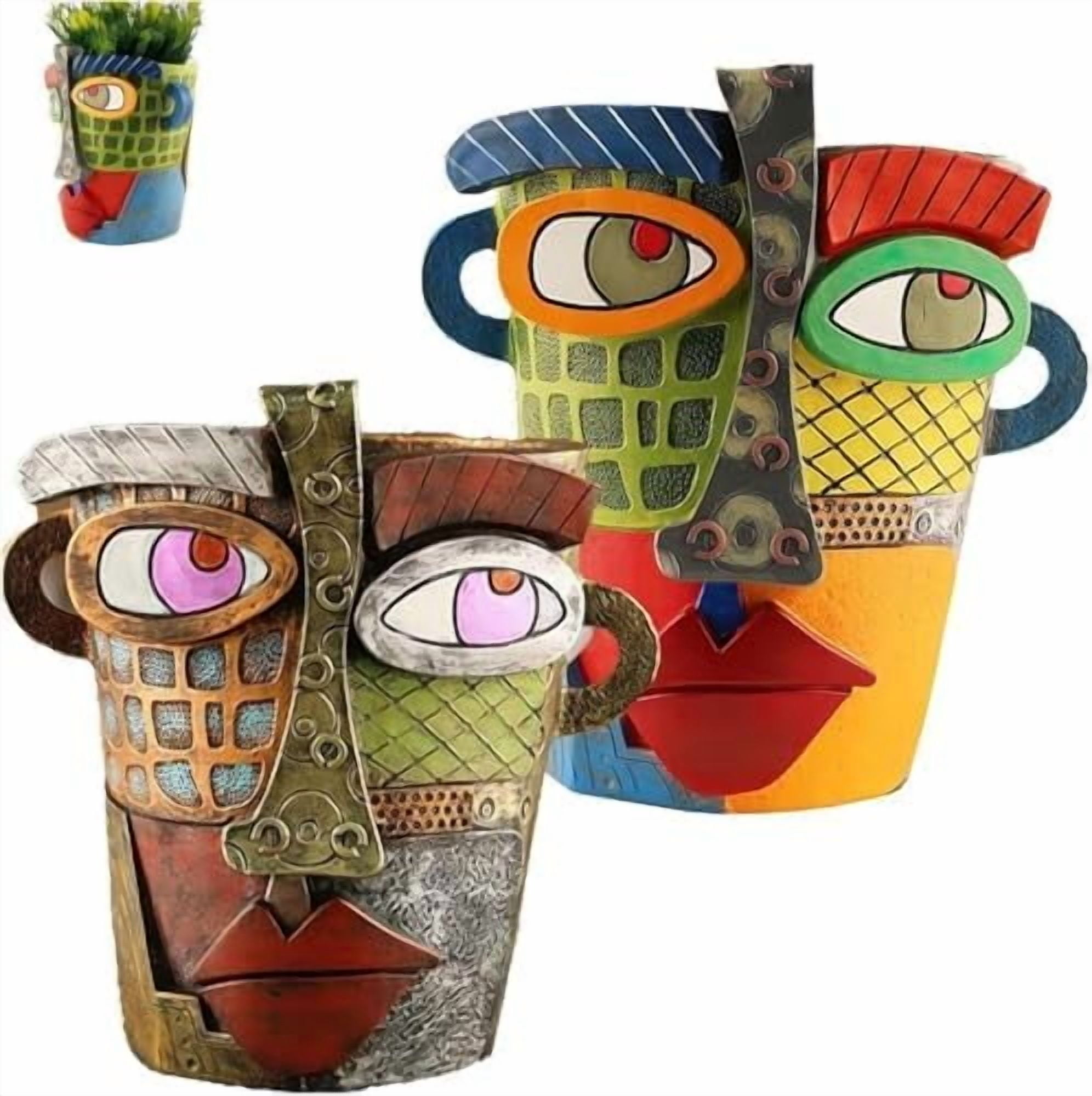 Picasso Pot, Face Planters, Plant Pots Sanxingdui Style, Abstract Head ...