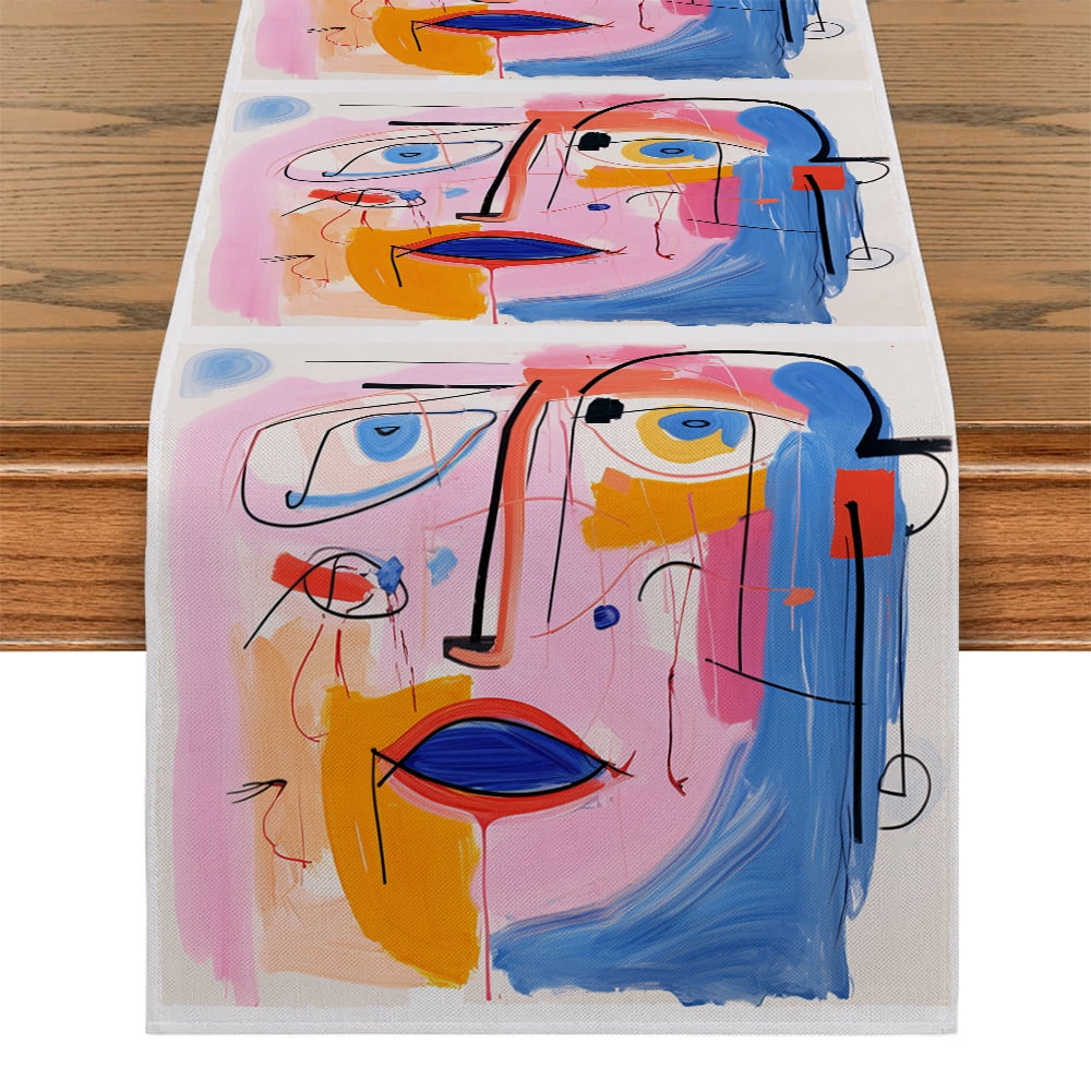 Picasso Style Abstract Face Table Runners Dresser r for Kitchen Holiday ...