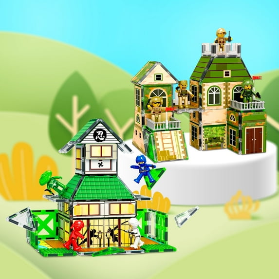 PicassoTiles 102 PC Ninja & Troop Themed Magnetic Building Blocks, STEM ...