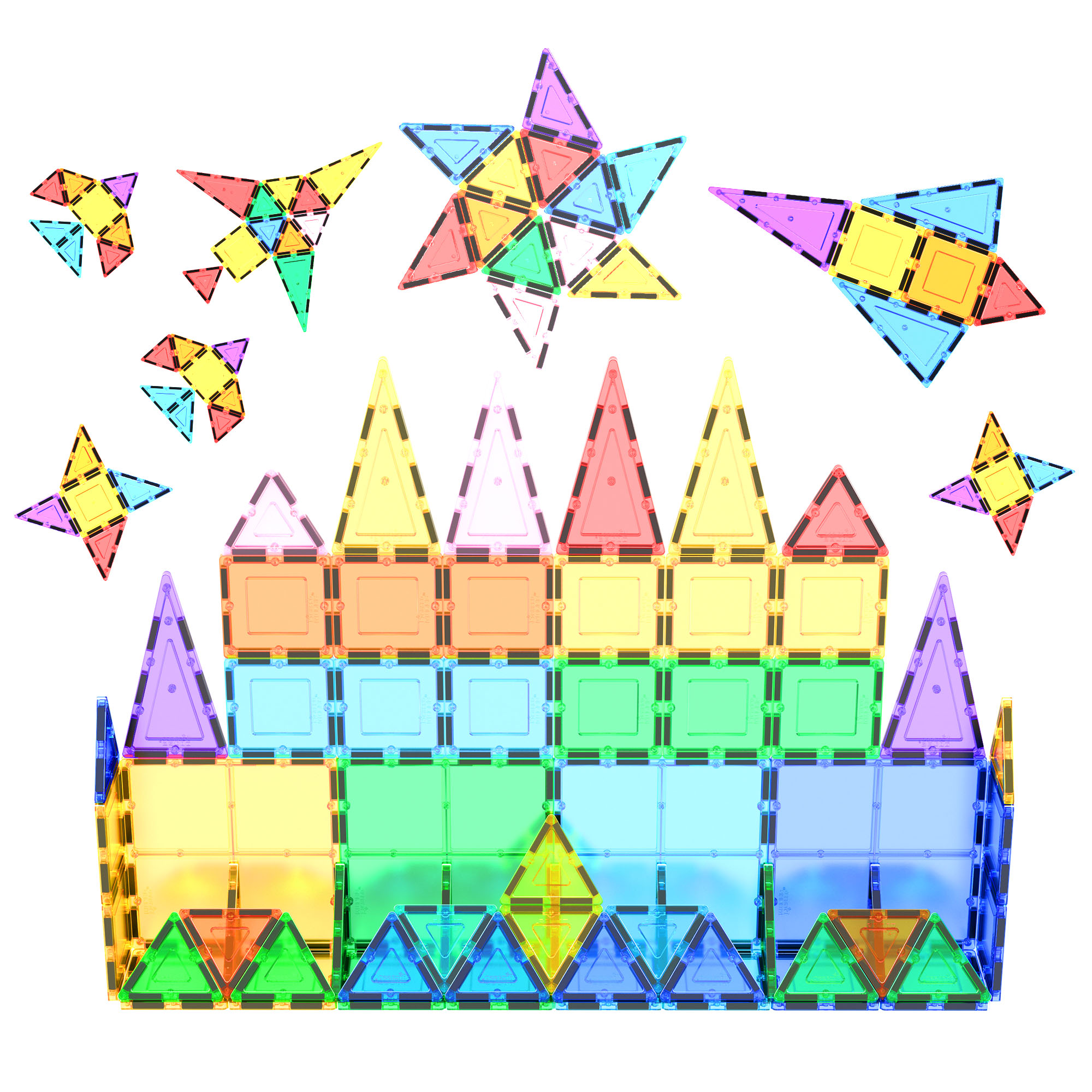 Mag-Genius Building Magnet Tiles Blocks Clear Colors 3D Brain Building ...