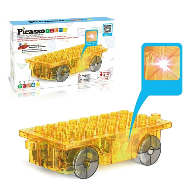 PICASSO-TILES Magnet Tile Motorized Car Base Self-Turning Truck with ...