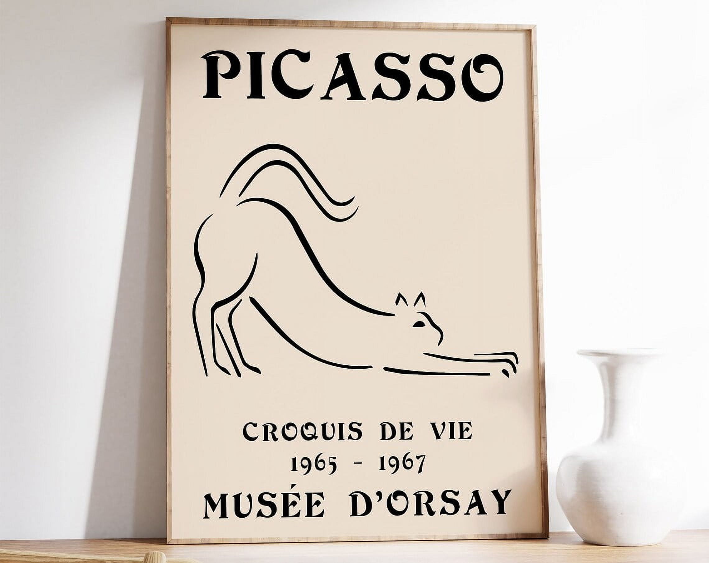 Picasso Vintage Exhibition Poster, The Cat, Cat Poster, Cat Print, Cat ...
