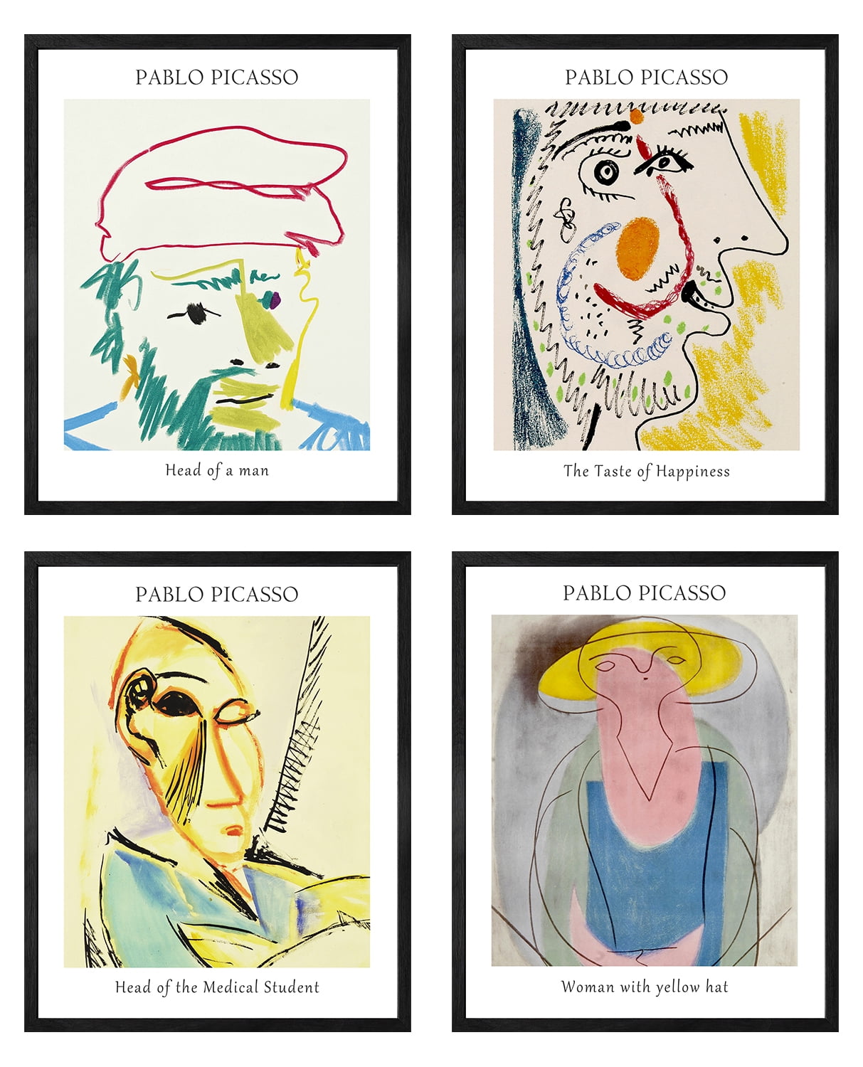 Picasso Wall Art 4 Panels,Pablo Picasso Print,Abstract Painting ...